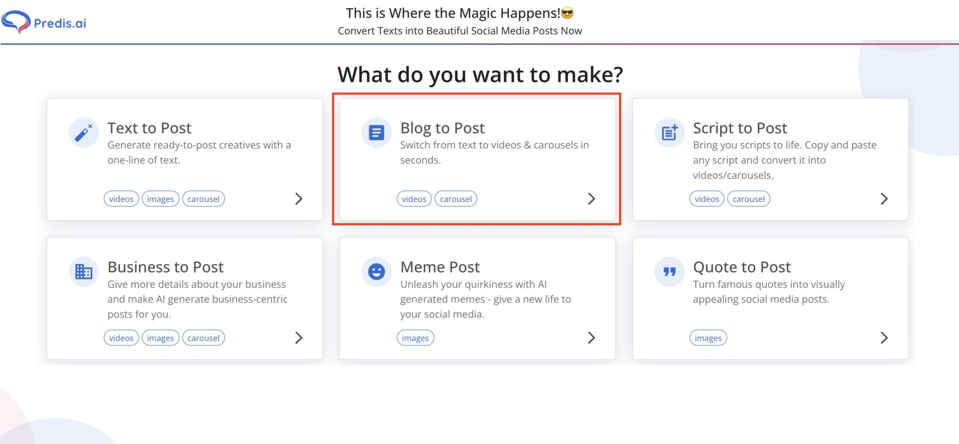 Repurpose Blogs Into YouTube Shorts With Predis.ai!
