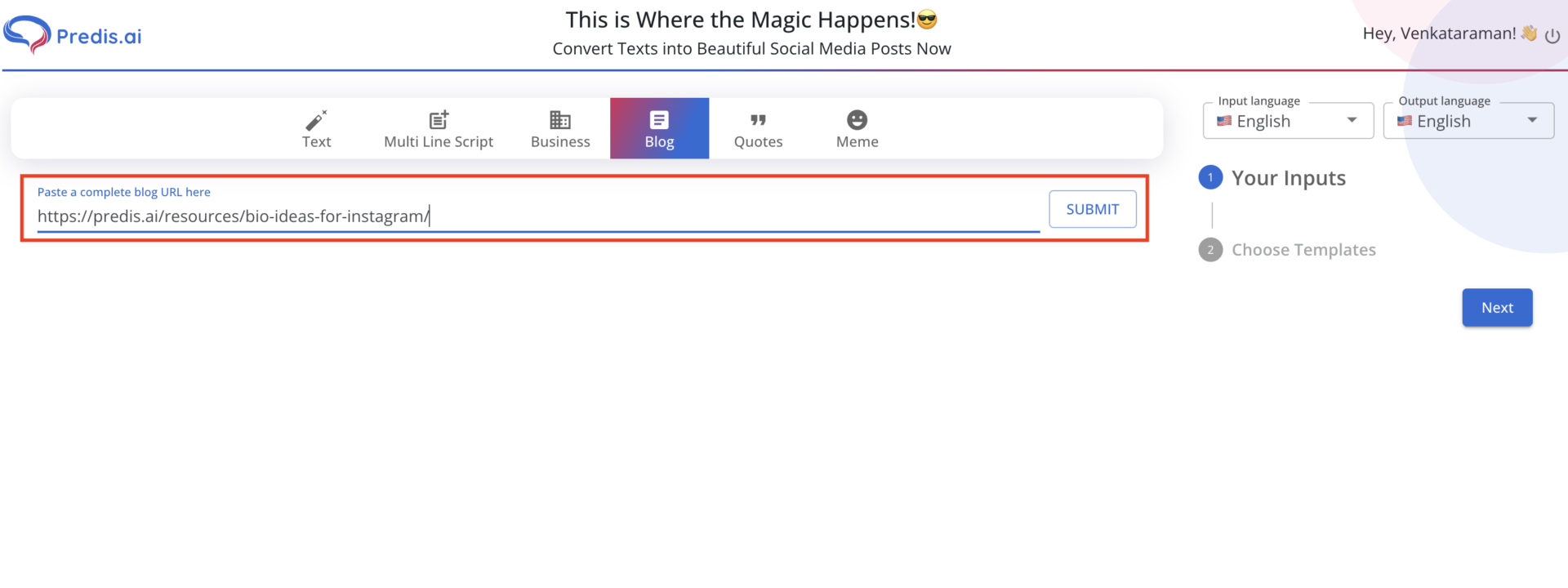 Repurpose Blogs Into YouTube Shorts With Predis.ai!
